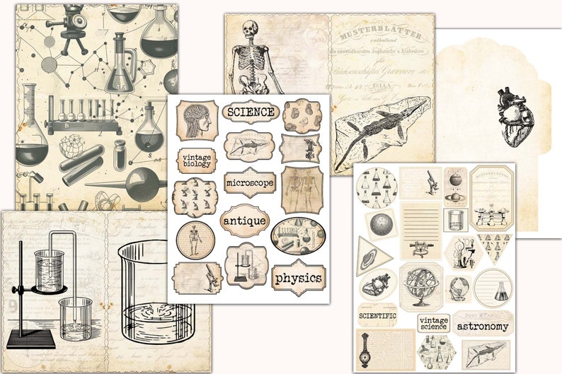 Vintage Science Junk Journal Kit: Printable Ephemera (digital Download ...