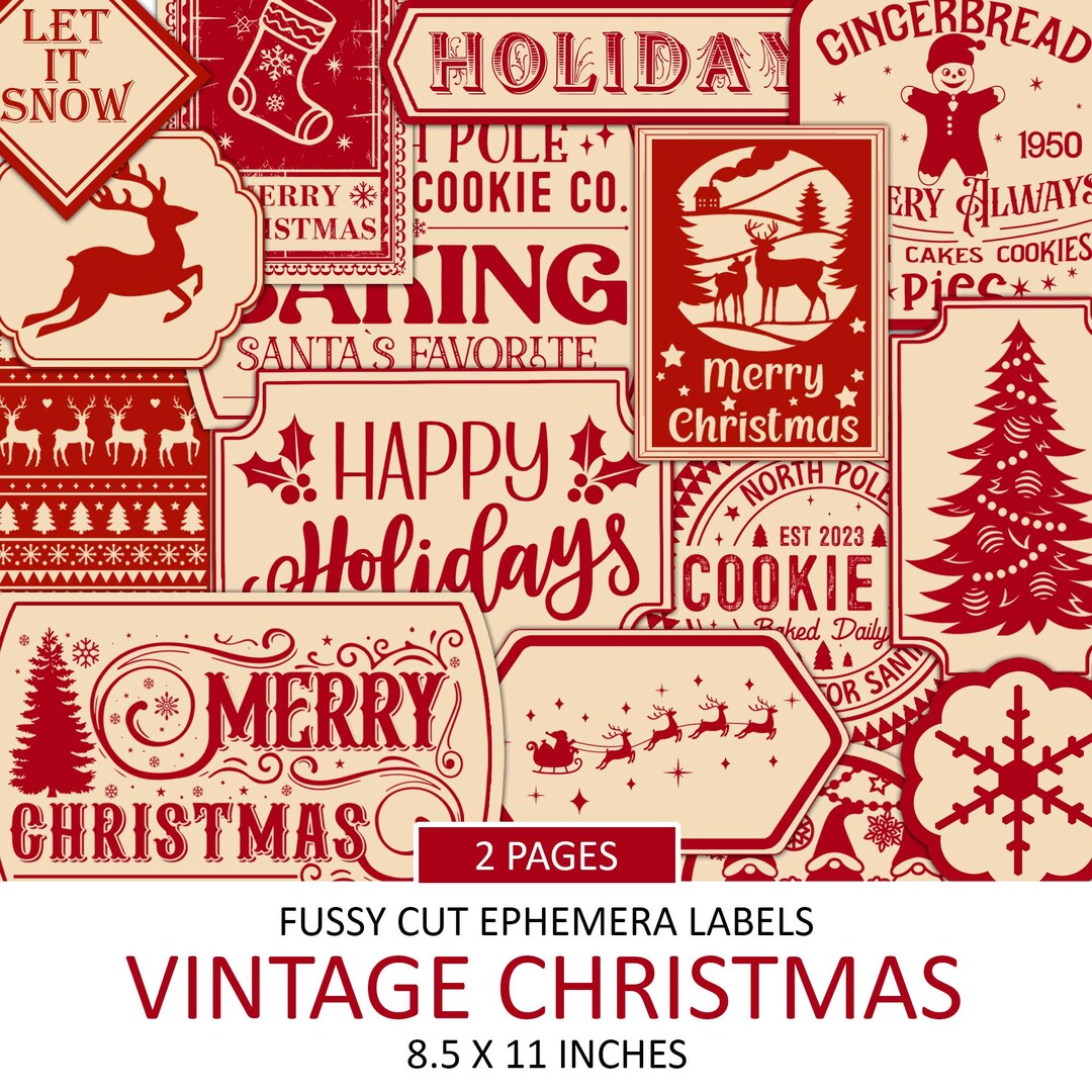 Vintage Christmas Labels: Retro Holiday Ephemera (digital Download) - Etsy
