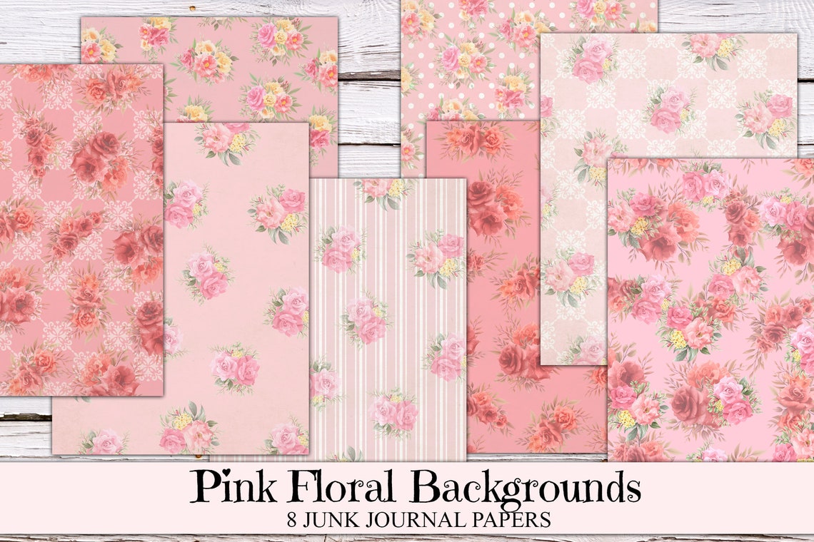 Printable Pink Floral Paper Background Paper Vintage Junk - Etsy