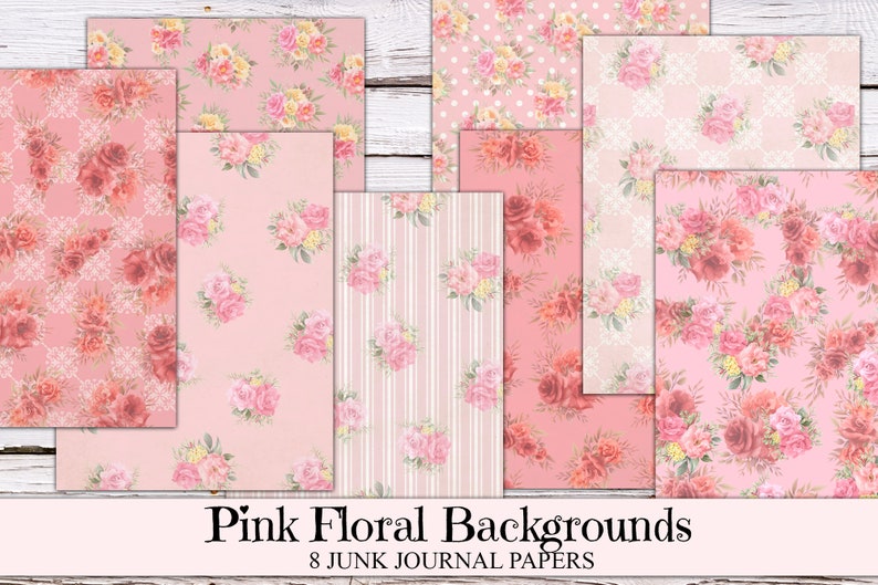 Printable Pink Floral Paper Background Paper Vintage Junk | Etsy
