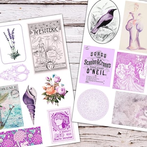 Printable Purple Ephemera Kit, Vintage, Fussy Cut, Junk Journal ...