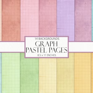 Digital Graph Journal Paper, Blank Sheets, Pastel Junk Journal Ephemera ...