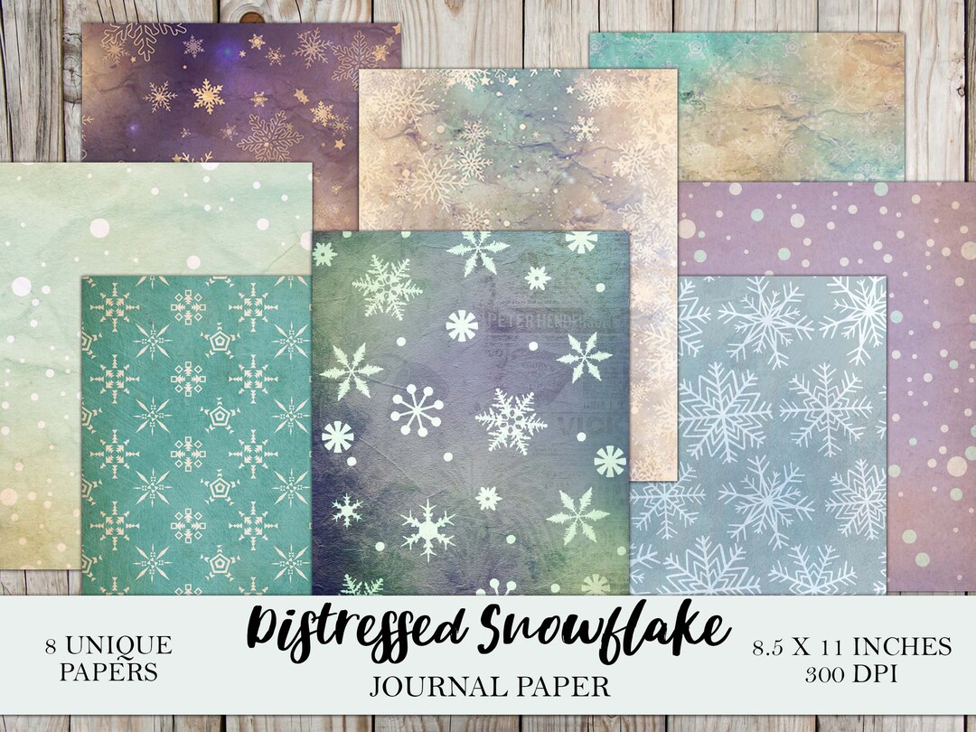 Digital Snowflake Scrapbook Paper, Winter Junk Journal, Printable Craft ...