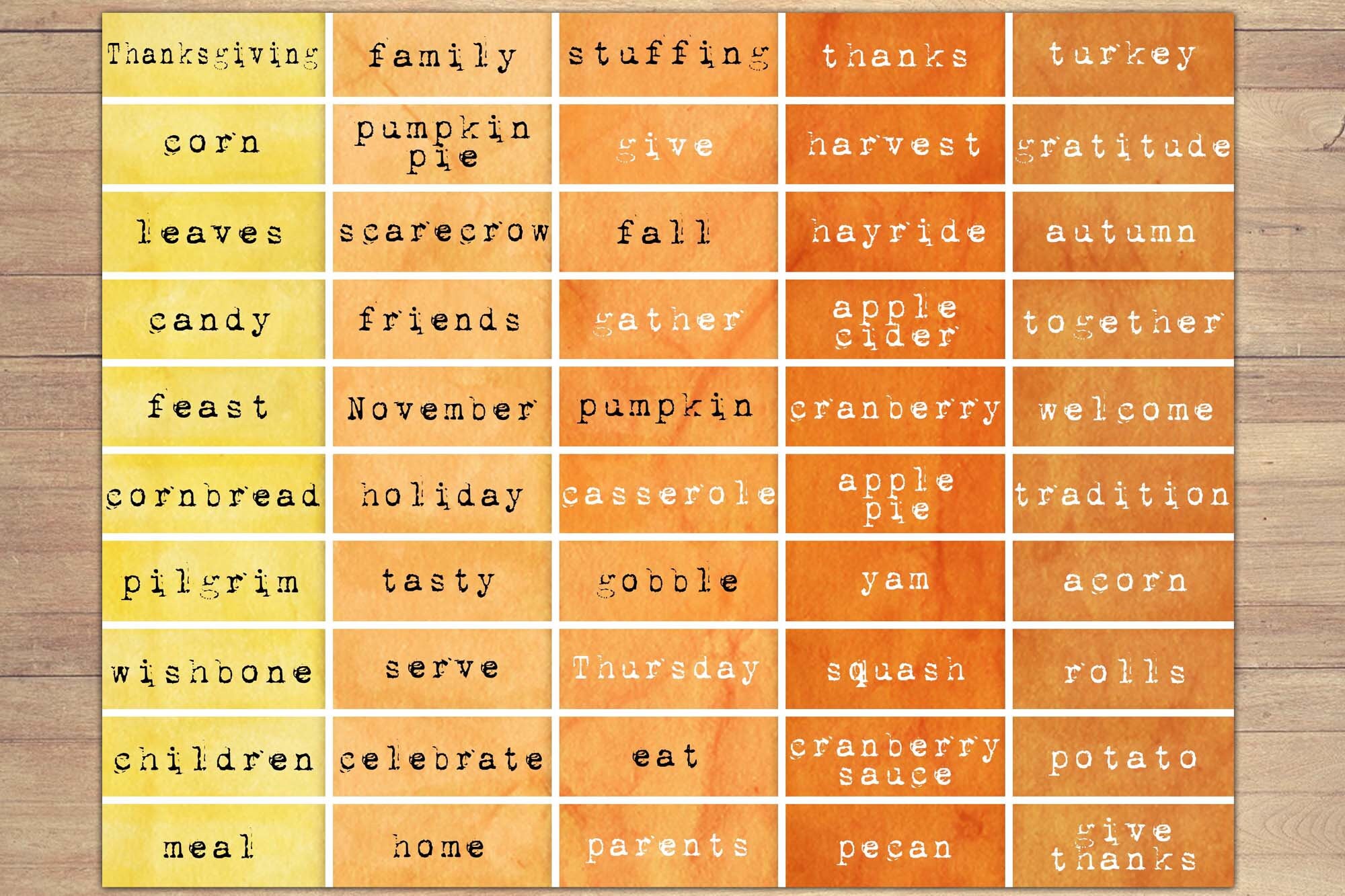 Printable Thanksgiving Word Scraps Junk Journal Grunge - Etsy