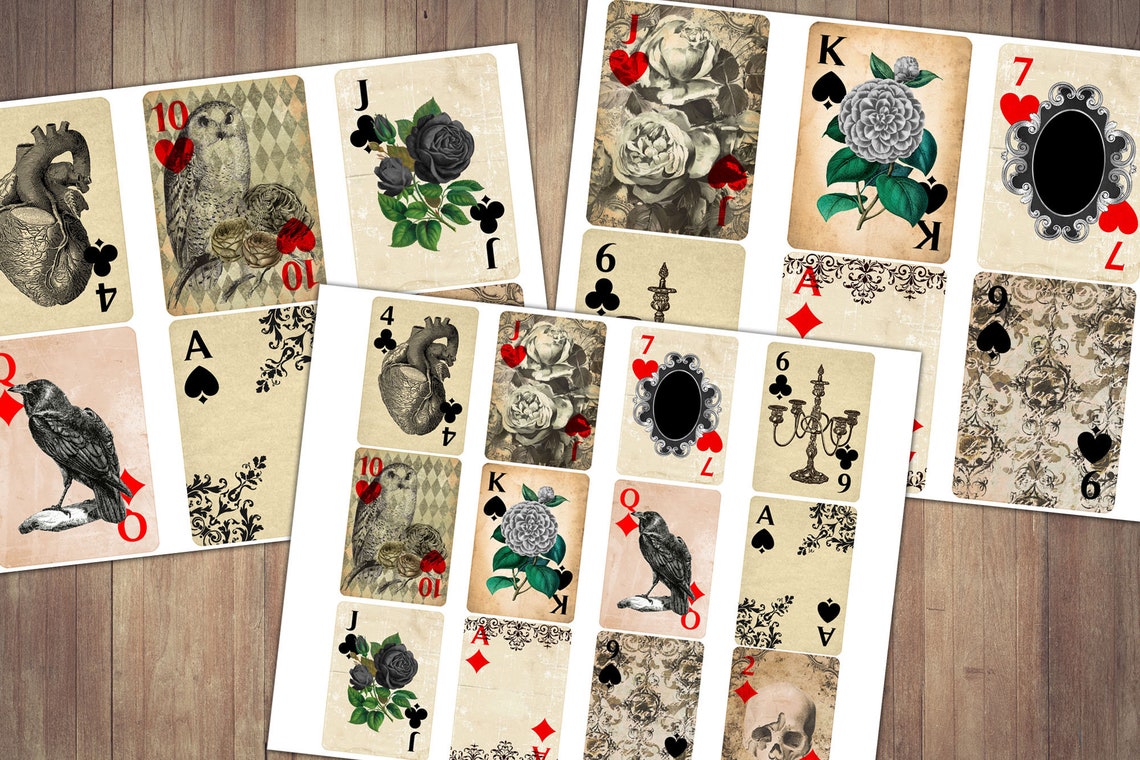 Gothic Playing Cards Vintage Goth Antique Old Clipart - Etsy