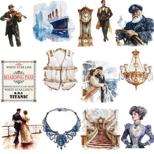 Watercolor R.M.S Titanic Clipart, Old Ship Clip Art, Ship Illustration ...