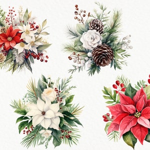 Watercolor Christmas Arrangement Clipart, Floral Images, Holiday ...