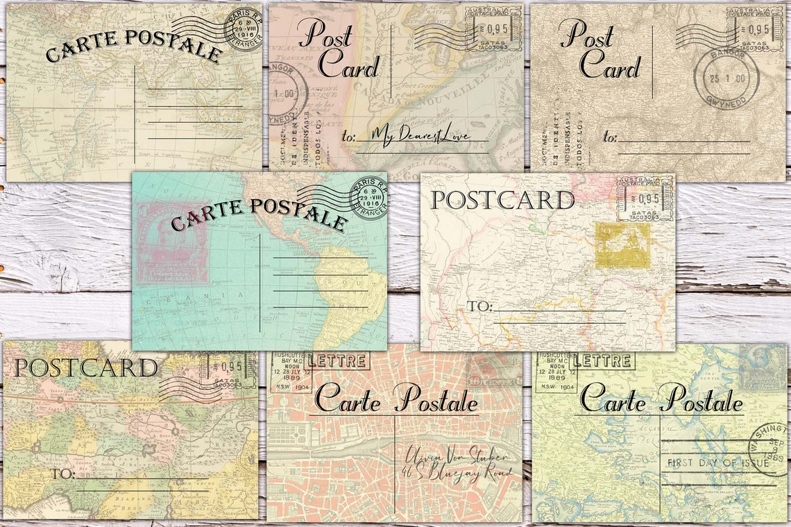 Vintage Maps Postcards Travel Printable Junk Journal - Etsy