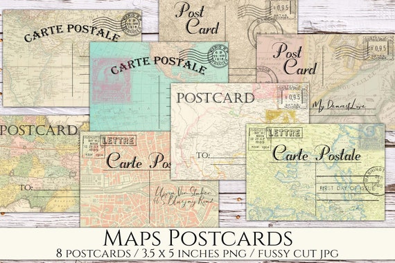 Vintage Maps Postcards Travel Printable Junk Journal - Etsy