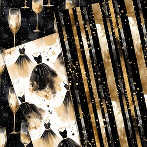Seamless New Year's Eve Images, Black and Gold Backgrounds, Scrapbook ...