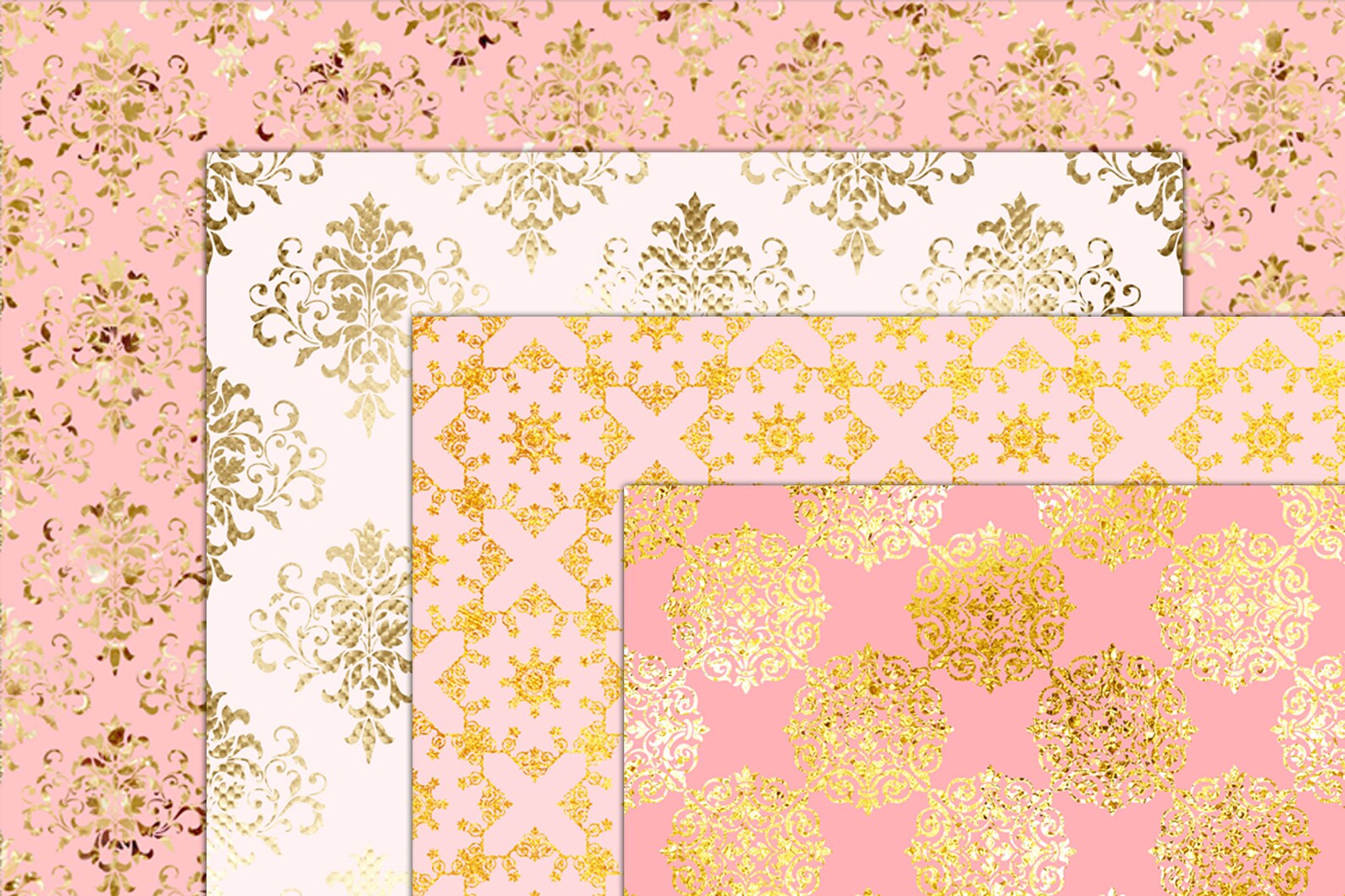 Seamless Digital Paper Pink and Gold Damask Scrapbook Junk - Etsy
