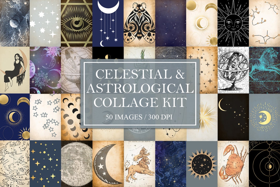DIGITAL Celestial Collage Kit, Instant Download, Wall Art, Scrapbook ...