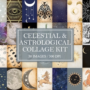DIGITAL Celestial Collage Kit, Instant Download, Wall Art, Scrapbook ...