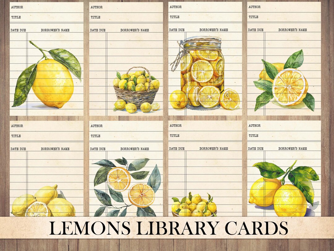Printable Vintage Lemons Library Cards, Fussy Cut, Ephemera Pack, Junk ...