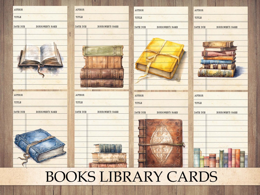 Printable Vintage Books Library Cards, Fussy Cut, Ephemera Pack, Junk ...