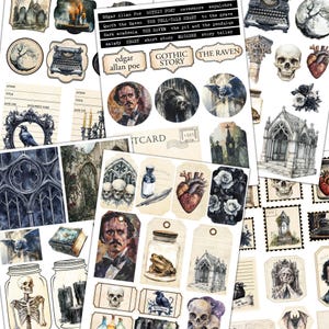Vintage Edgar Allan Poe Ephemera Kit: Gothic Collage Supplies (digital ...