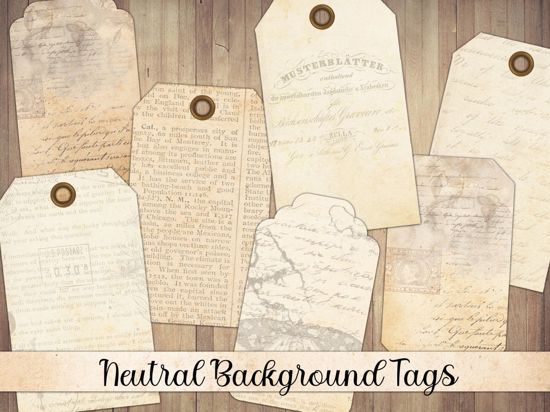 Vintage Neutral Ephemera Tags: Printable Junk Journal Embellishments ...