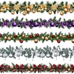 Seamless Christmas Border Clipart, Winter Garland Decoration, Clip Art ...
