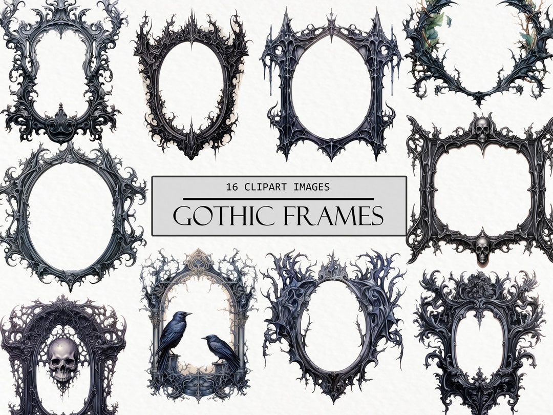 Vintage Black Frames Clipart, Gothic Images, Bold Frame Illustrations ...