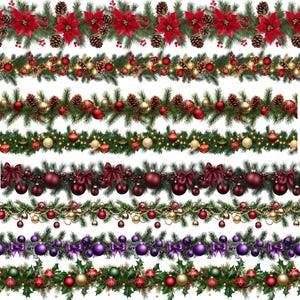 Seamless Christmas Border Clipart, Winter Garland Decoration, Clip Art ...