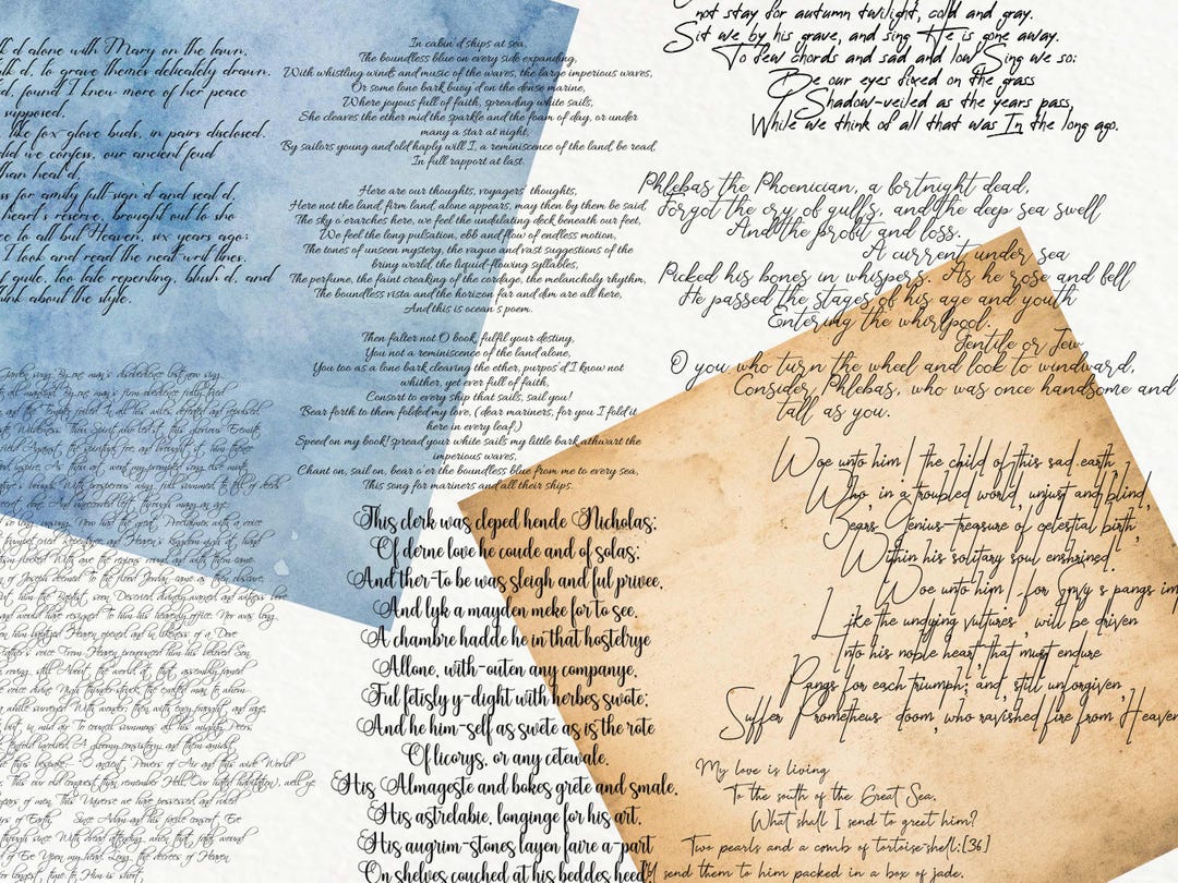 Vintage Poetry Overlays: Classic Literature Textures (digital Download ...