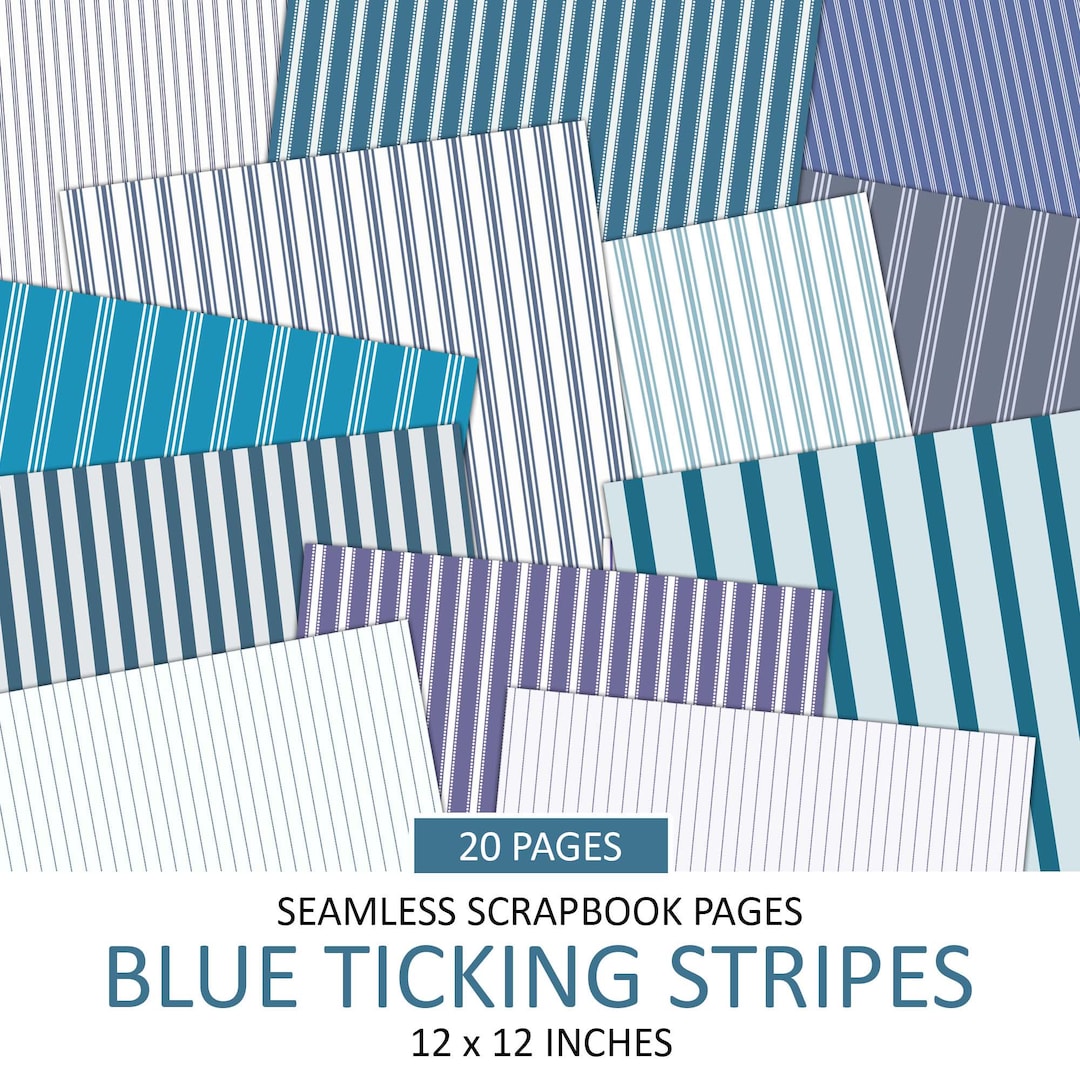 Blue Ticking Stripes Seamless Paper: Vintage Scrapbook Backgrounds (PDF ...