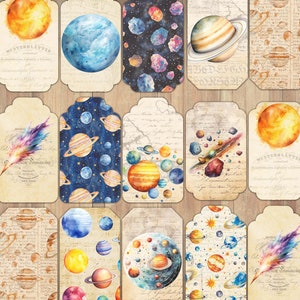 Vintage Solar System Tags, Junk Journal Ephemera, Antique Cards ...