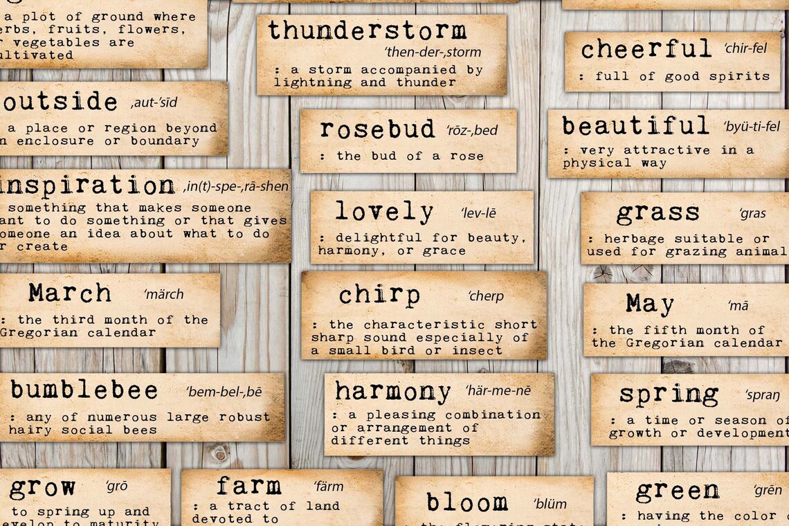 Spring Dictionary Words Printable Junk Journal Ephemera - Etsy