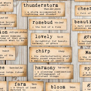 Spring Dictionary Words, Printable Junk Journal Ephemera, Grunge ...