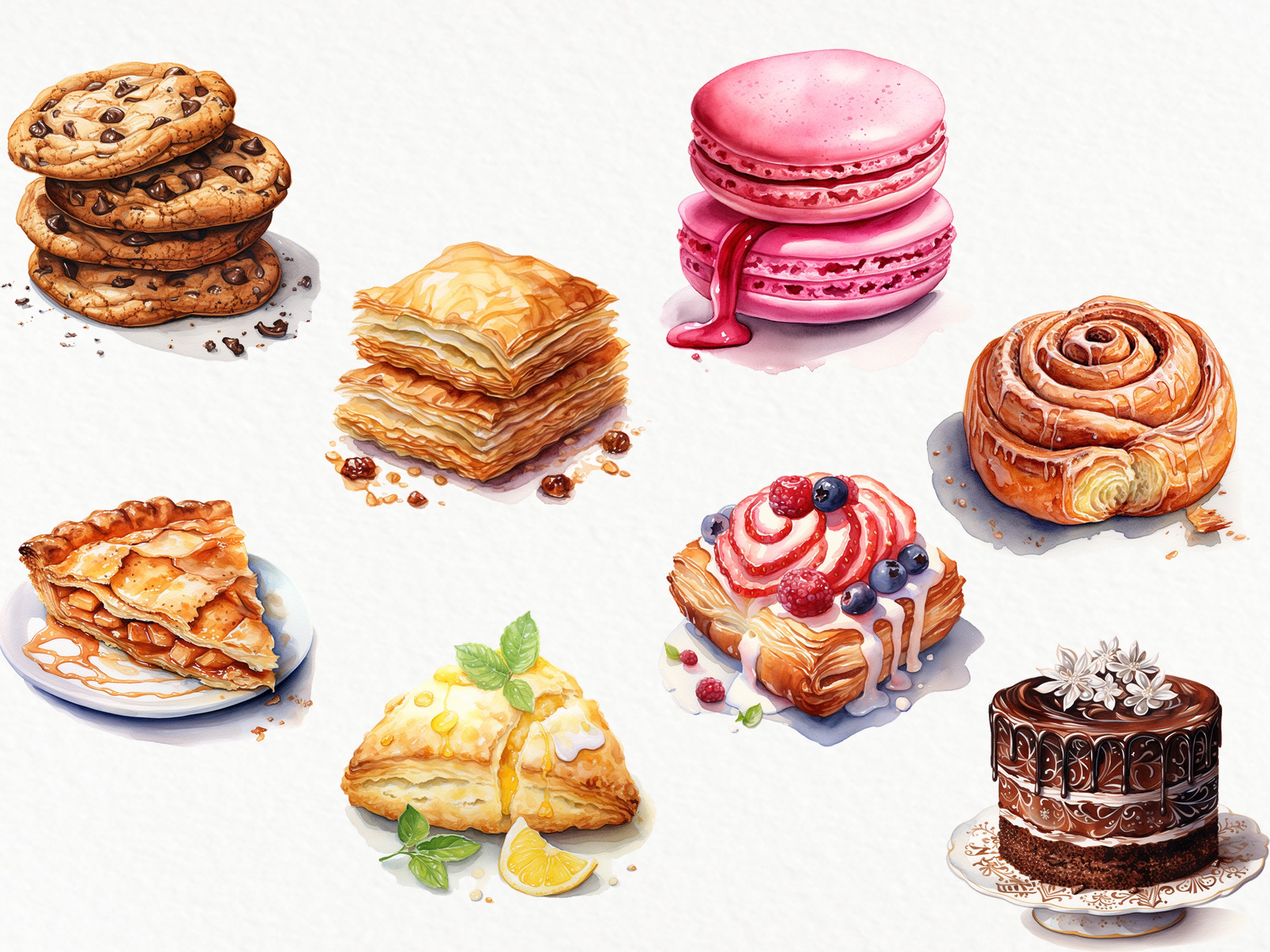 Watercolor Baked Goods Clipart, Pastry Images, Bread Clip Art, Baking ...