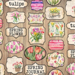 Vintage Tulip Labels, Junk Journal Ephemera, Antique Cards, Flower ...
