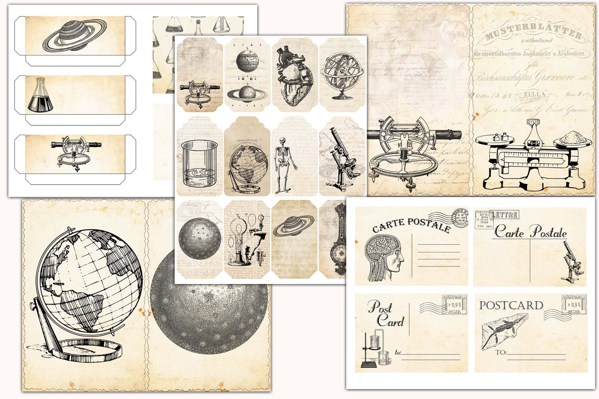 Vintage Science Junk Journal Kit: Printable Ephemera (digital Download ...