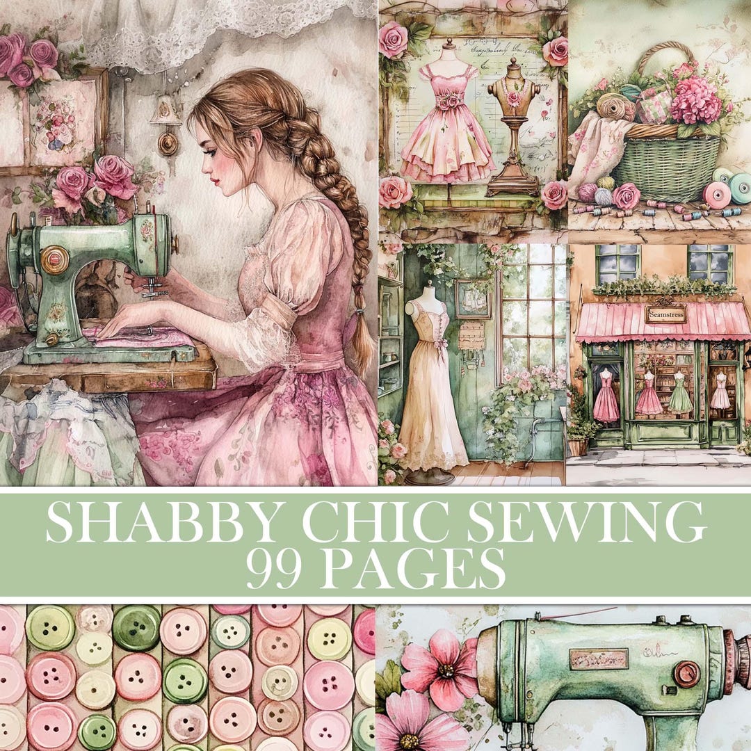 Vintage Sewing Ephemera: Shabby Chic Scrapbook Paper (digital Download ...