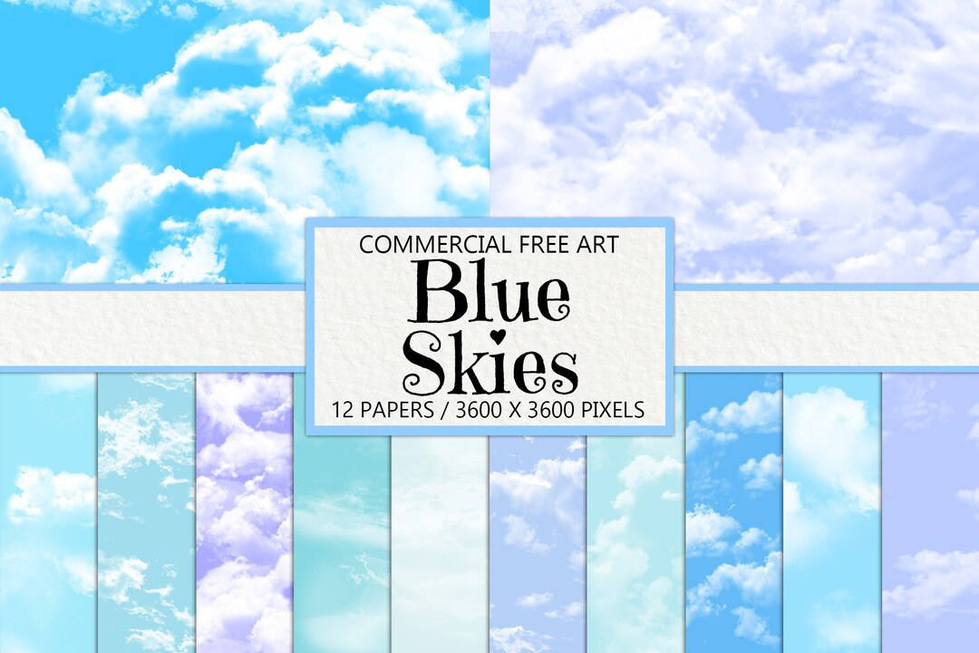 Summer Skies Digital Paper, Clouds Backgrounds, Scrapbook Paper, Junk ...