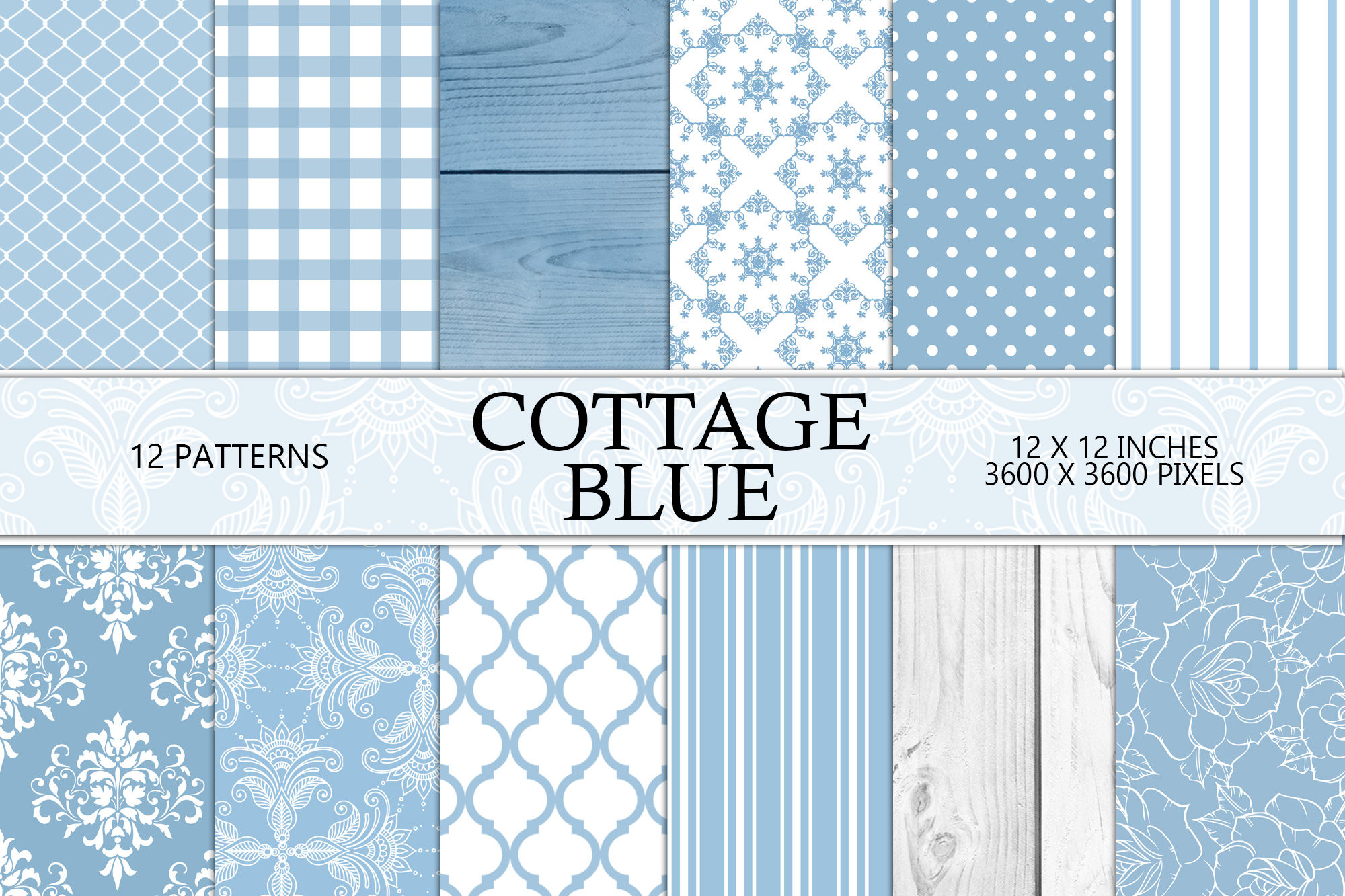 Cottage Blue Digital Paper Shabby Chic Scrapbook Paper - Etsy