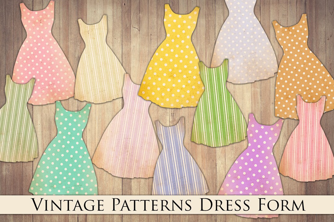 Vintage Dress Form, Polka Dots and Stripes, Junk Journal Ephemera ...