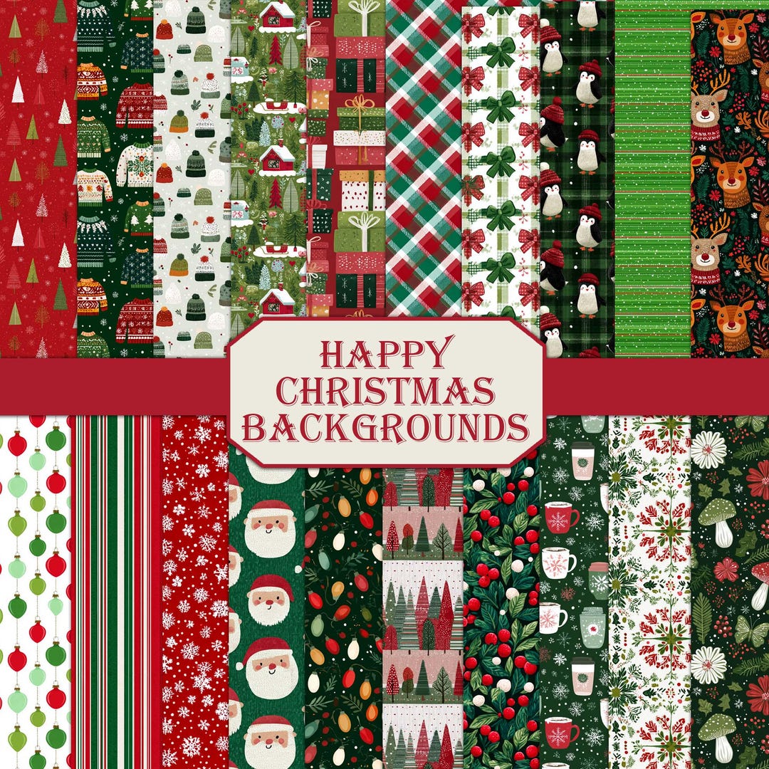 Happy Christmas Seamless Paper: Cute Holiday Backgrounds, Repating ...
