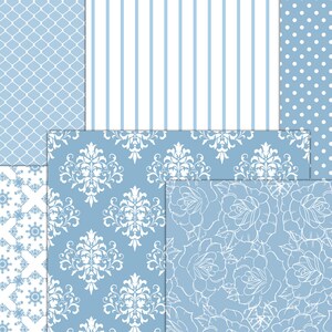 Cottage Blue Digital Paper: Shabby Chic Scrapbook Patterns (digital ...