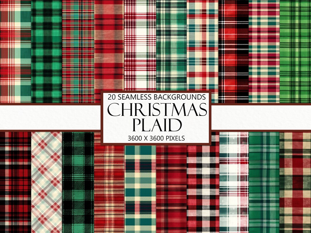 Christmas Plaid Digital Paper: Vintage Linen Textures (digital Download ...