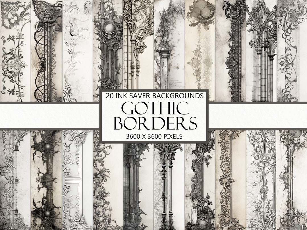 Vintage Backgrounds With Gothic Borders, Scrapbook Papers, Ink Saver ...