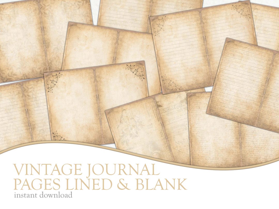 Vintage Junk Journal Pages: Lined & Blank Ephemera (digital Download ...