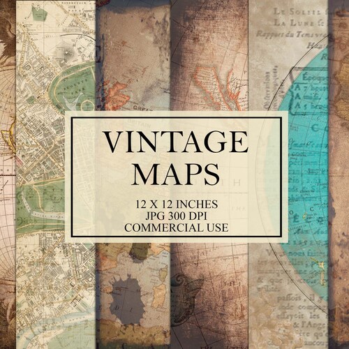 Printable Vintage Maps Junk Journal Paper Large Pack Antique - Etsy