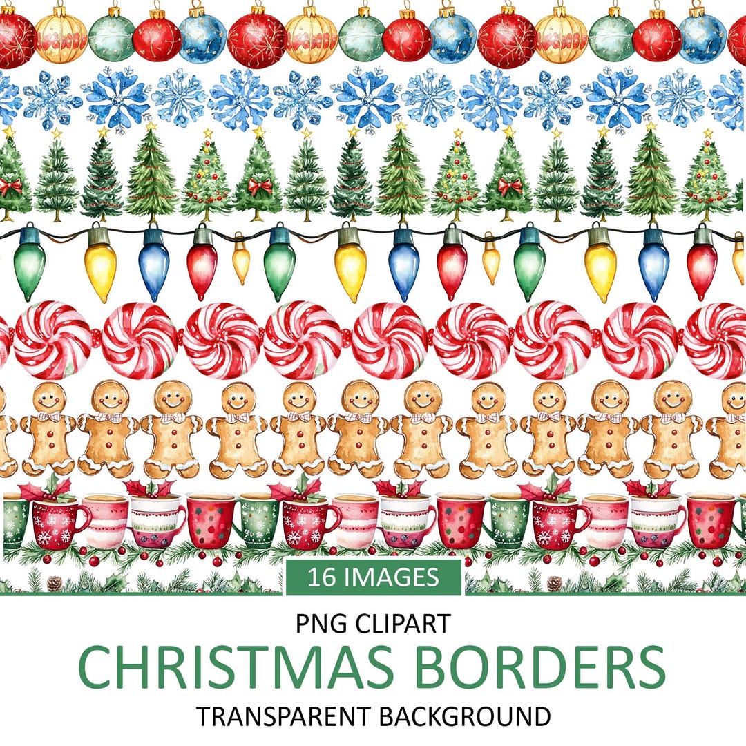 Seamless Christmas Border Clipart, Winter Decoration, Seasonal Clip Art ...
