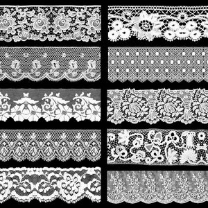 White Lace Borders, Lace Edge Clipart, PNG Lace, Scrapbook ...