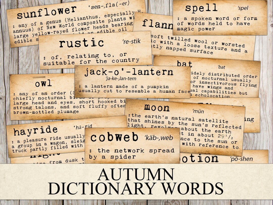 Autumn Dictionary Word Scraps: Vintage Ephemera (digital Download) - Etsy