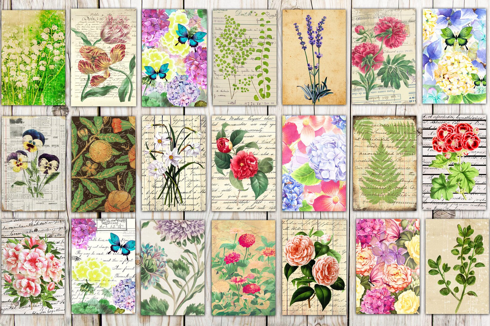 Mini Journal Cards Large Kit Printable Botanical Ephemera 2 - Etsy