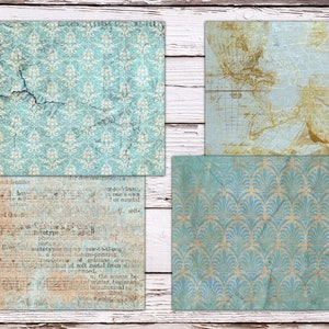 Digital Blue Journal Paper, Distressed Pages, Vintage Blue, Junk ...