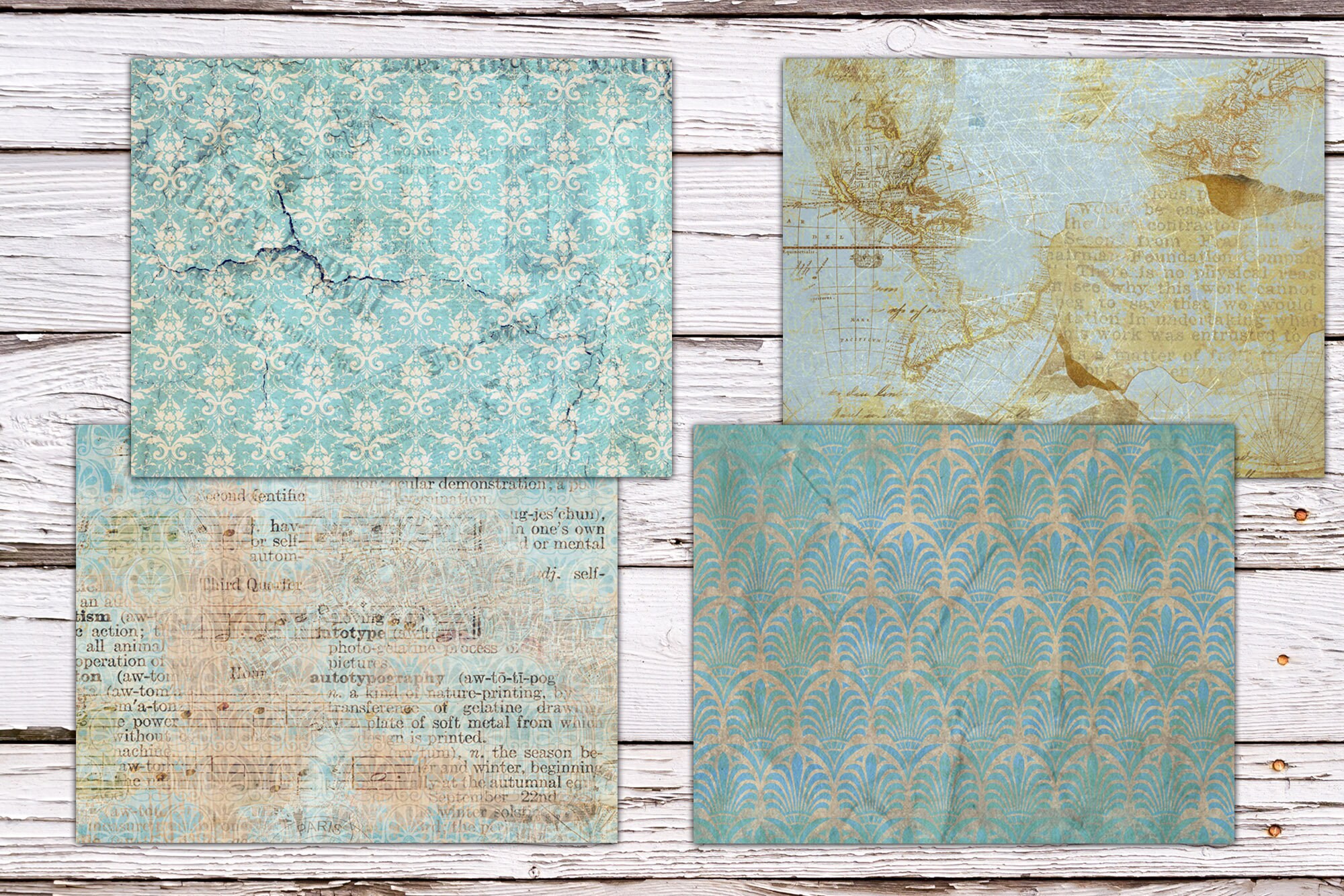 Digital Blue Journal Paper Distressed Pages Vintage Blue - Etsy