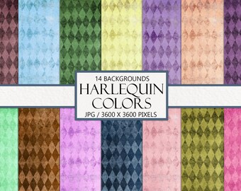 Harlequin Diamond Digital Paper Jewel Tone Digital Paper Textured ...