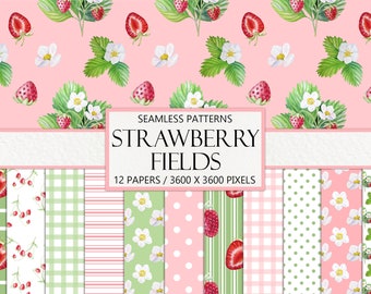 Strawberry Fields Seamless Scrapbook Paper: Repeating Pattern (digital ...
